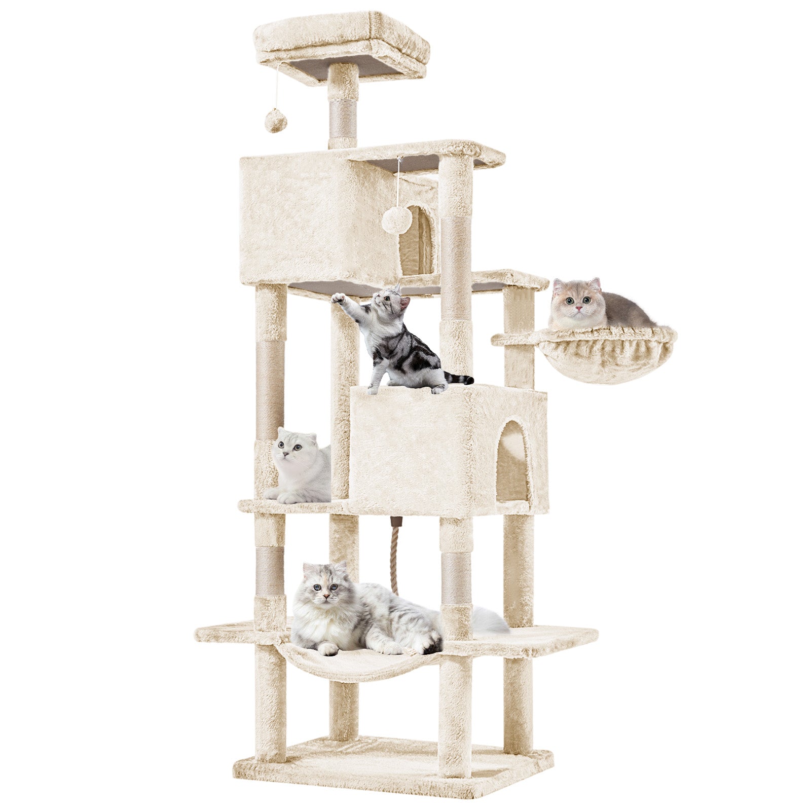 CONCETTA 66in Multi Level Cat Tree Tower,Cat Scratching Posts with Lar