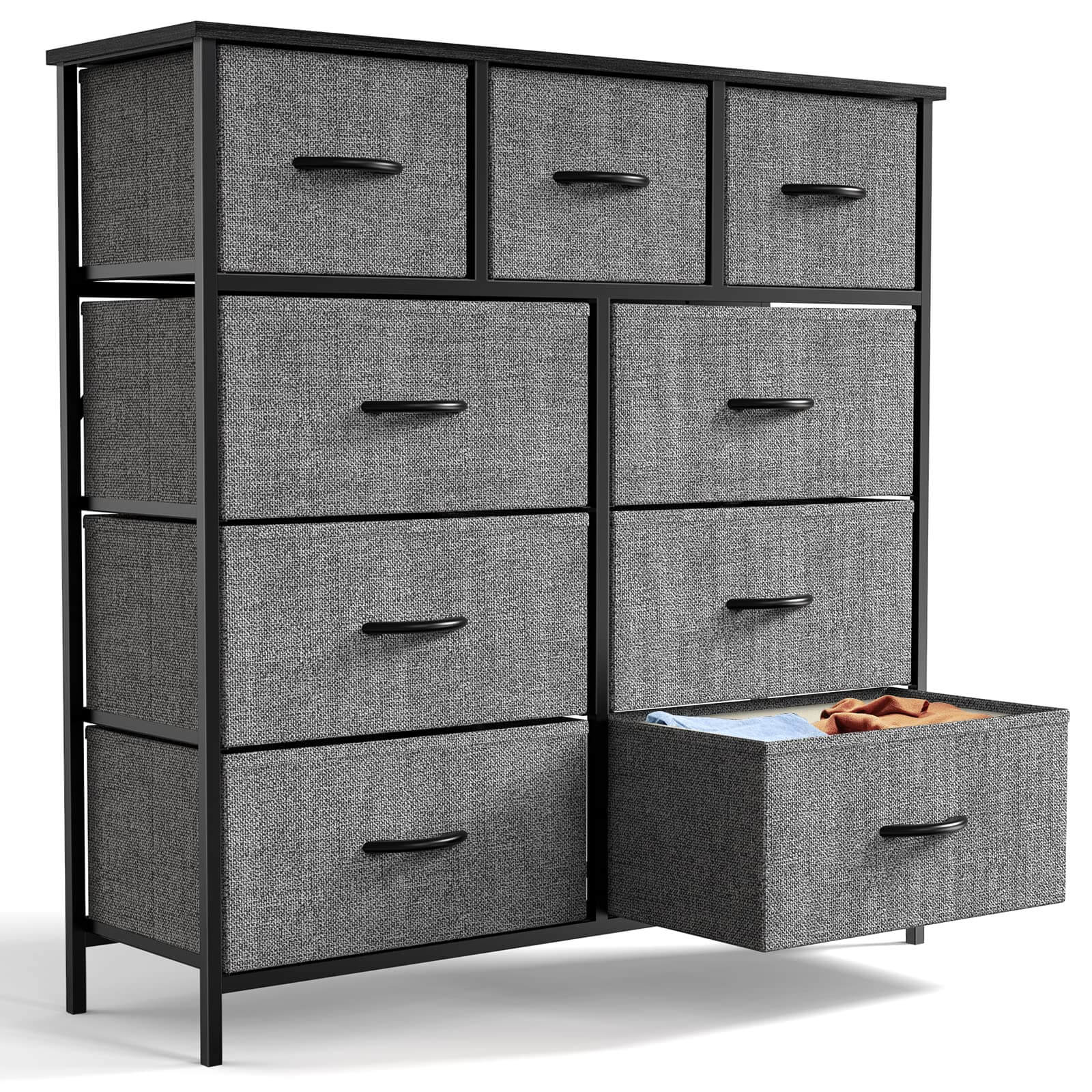 CONCETTA Tall Dresser Fabric Storage Tower with 9 Fabric Bins Drawers,